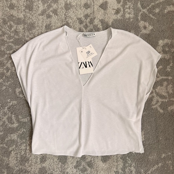 Zara | Tops | Nwt White Zara Ribbed Top | Poshmark